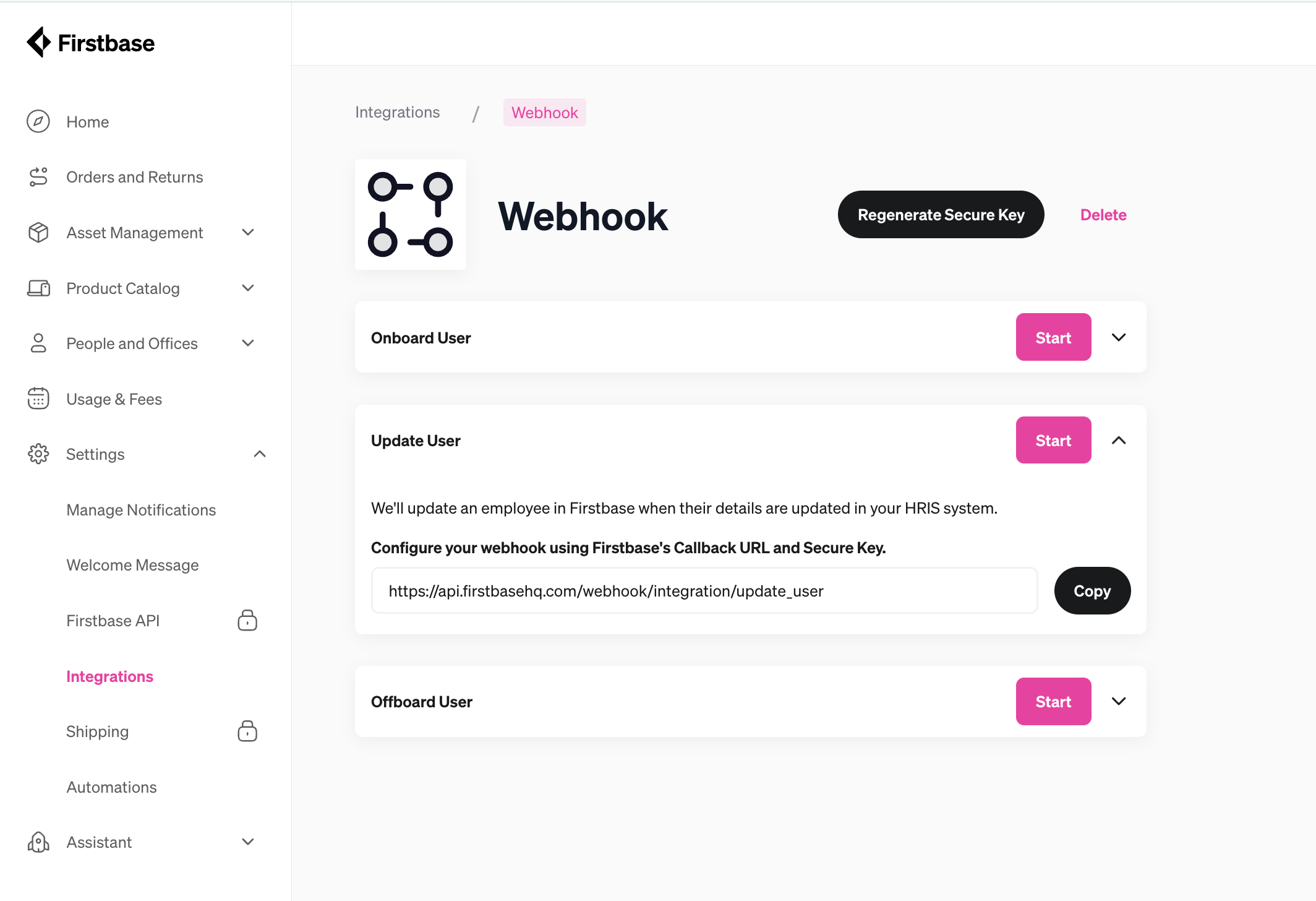 Webhook - Updating Integration – Firstbase
